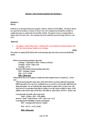 Semester 2 Revision - Revision Questions Semester 2 – 2021/ TOPIC: RISK ...