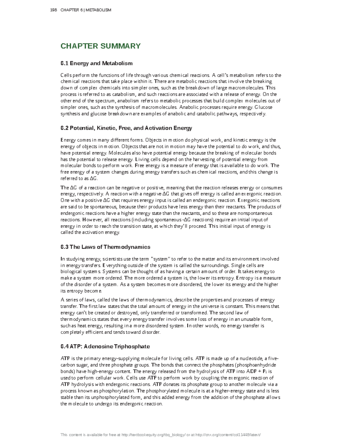 20 - Hello - CHAPTER SUMMARY 6 Energy and Metabolism Cells perform the ...