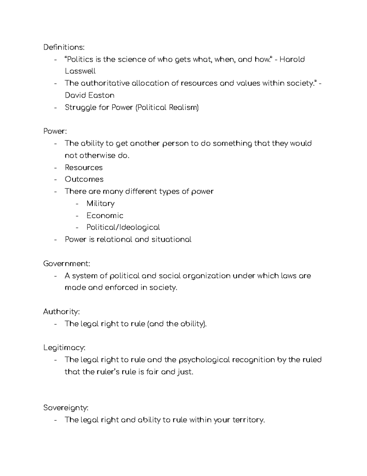 Basic Concepts of American Government - Definitions: - “Politics is the ...