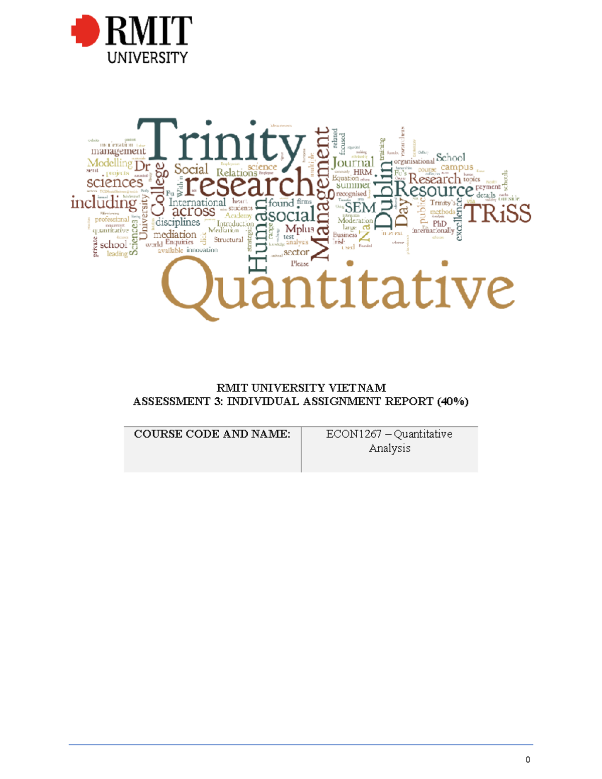 RMIT University Qualitative Analysis Individual Assessmen Report Final ...