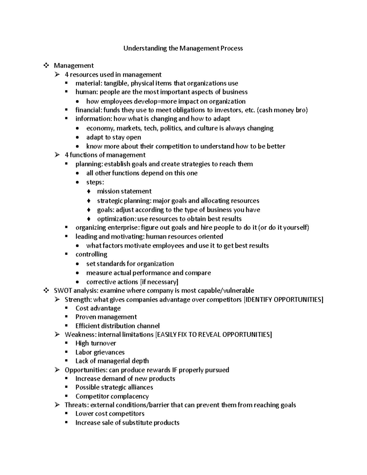 Understanding the Management Process - Studocu