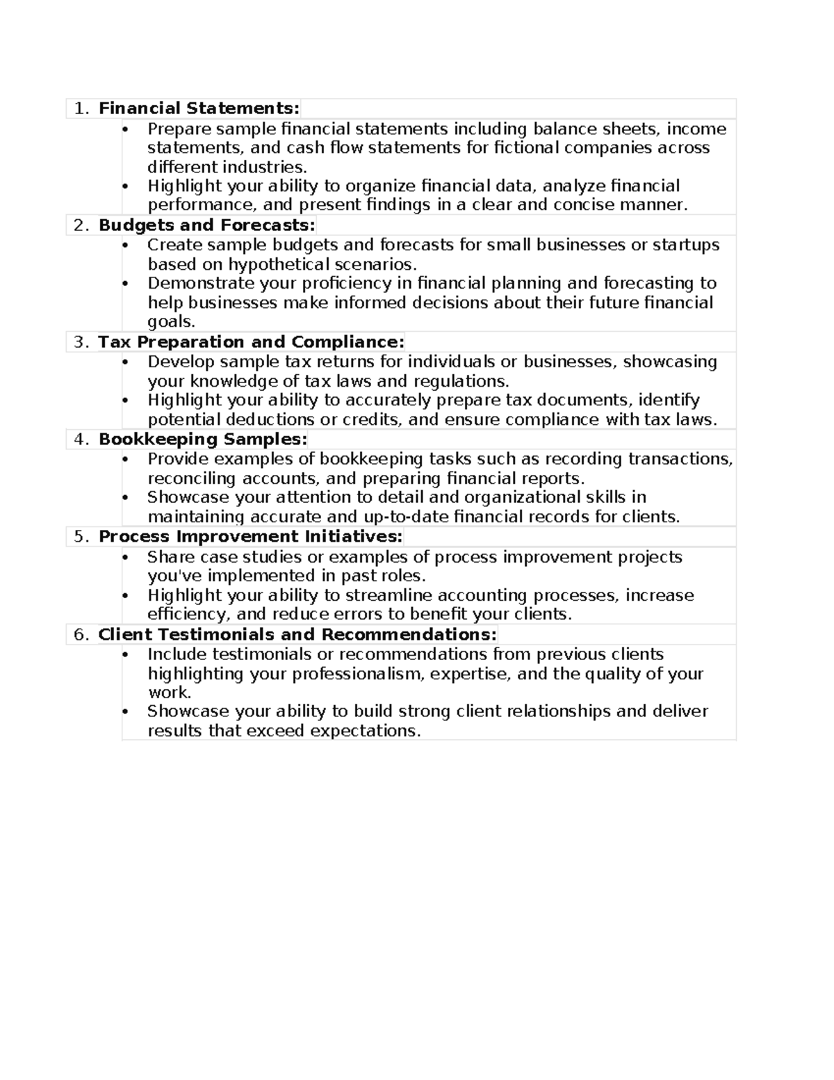 Upwork Portfolio - 1. Financial Statements: Prepare sample financial ...