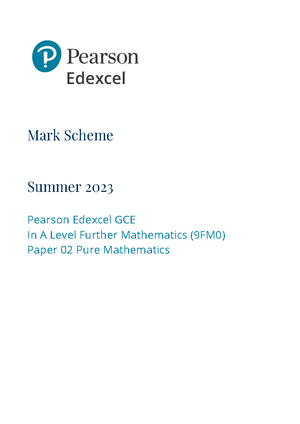 A level Core Pure Mathematics 1 June 2023 pdf MS - Mark Scheme Results ...