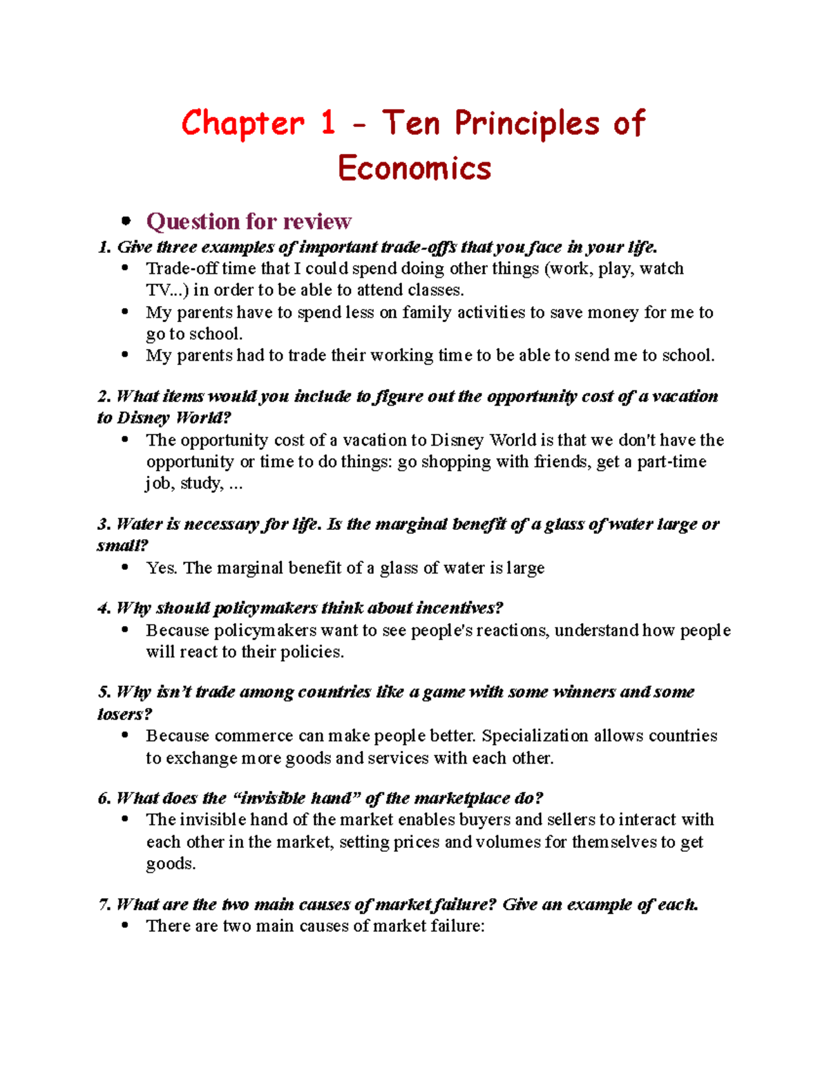 Chap 1,2 ECO - exercise - Chapter 1 - Ten Principles of Economics ...