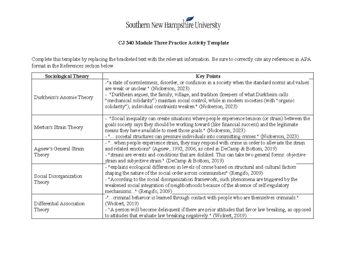 CJ 340 Module Three Practice Activity Template - CJ 340 Module Three ...