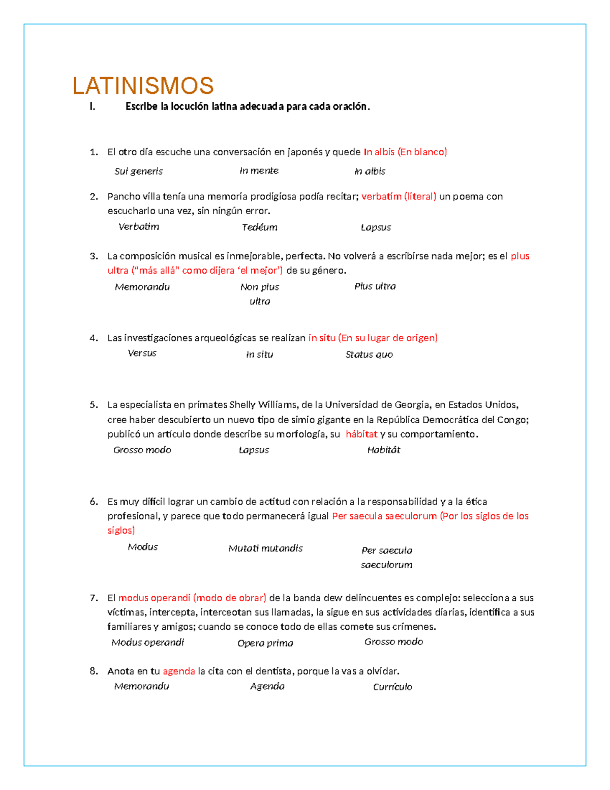 Latinismos 2 - Tarea de latín; Un latinismo es una palabra o expresión ...