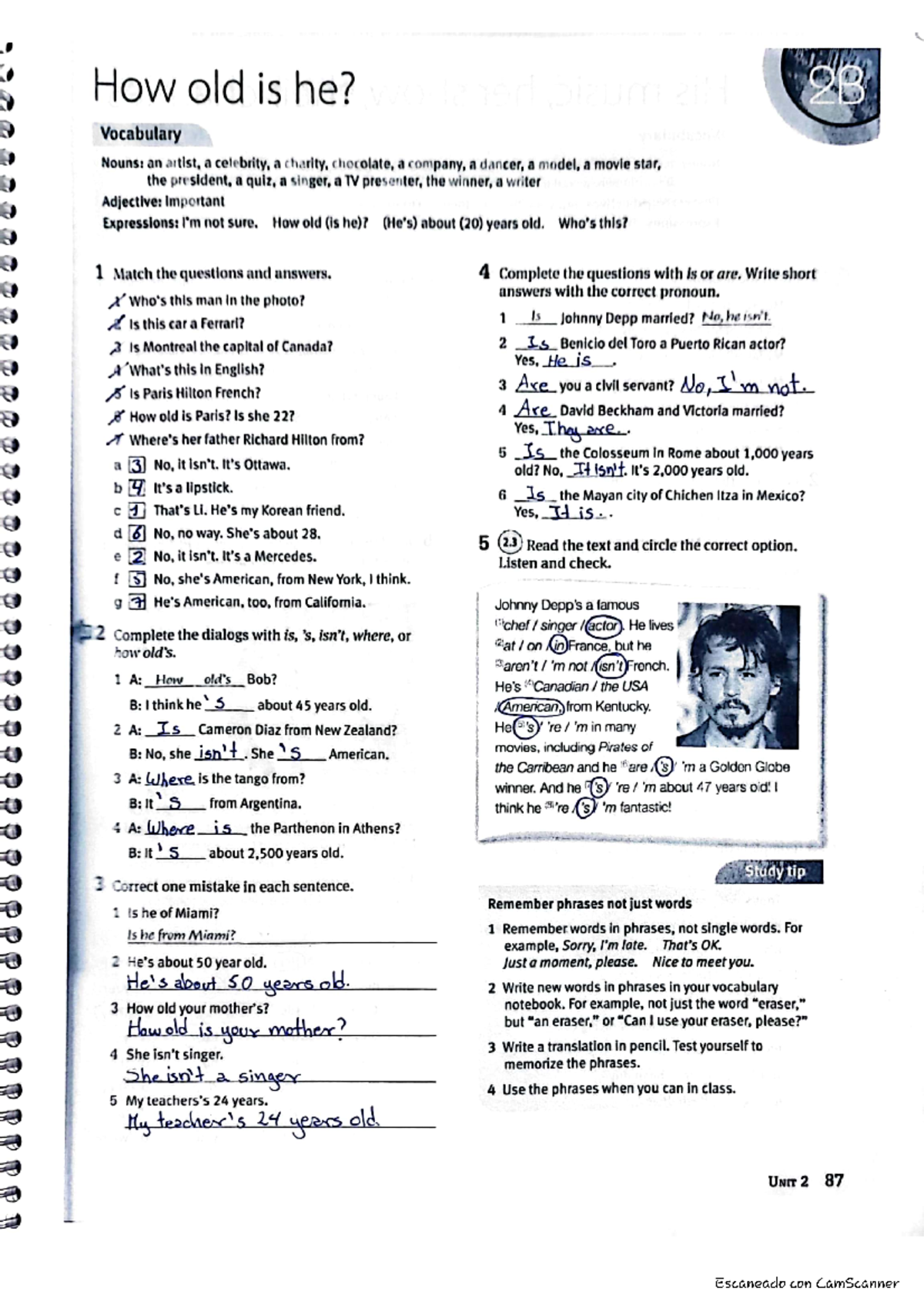 Homework 2B y 2C - Ingles I - Studocu