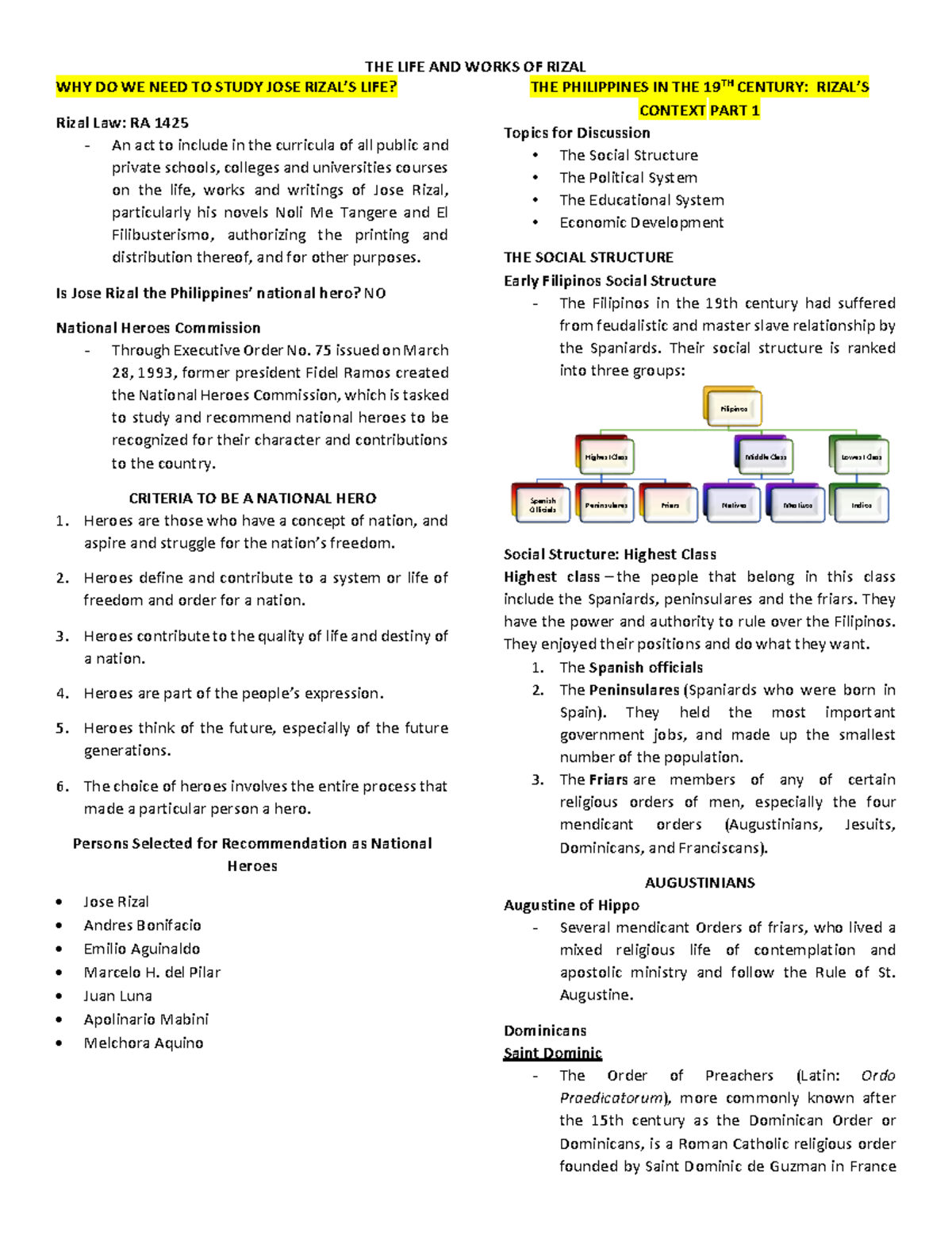 LIFE AND Works OF Rizal Summary - WHY DO WE NEED TO STUDY JOSE RIZAL’S ...