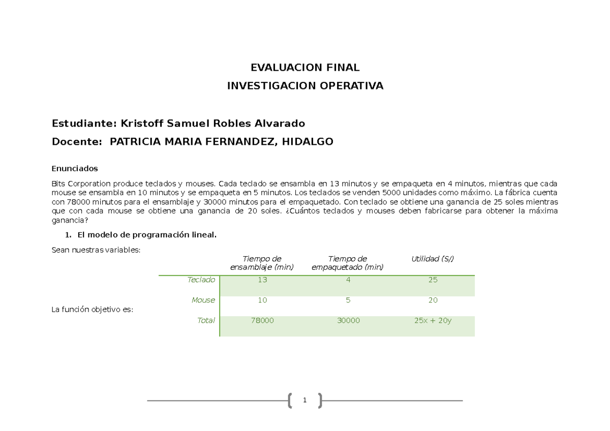 Final I. Operativa 2023 - 2 - Kristoff Robles Alvarado - EVALUACION FINAL INVESTIGACION ...