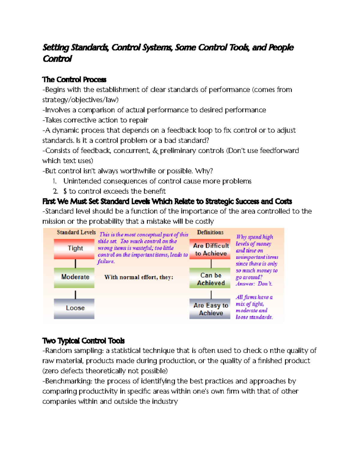 Setting Standards, Control Tools - Setting Standards, Control Systems ...