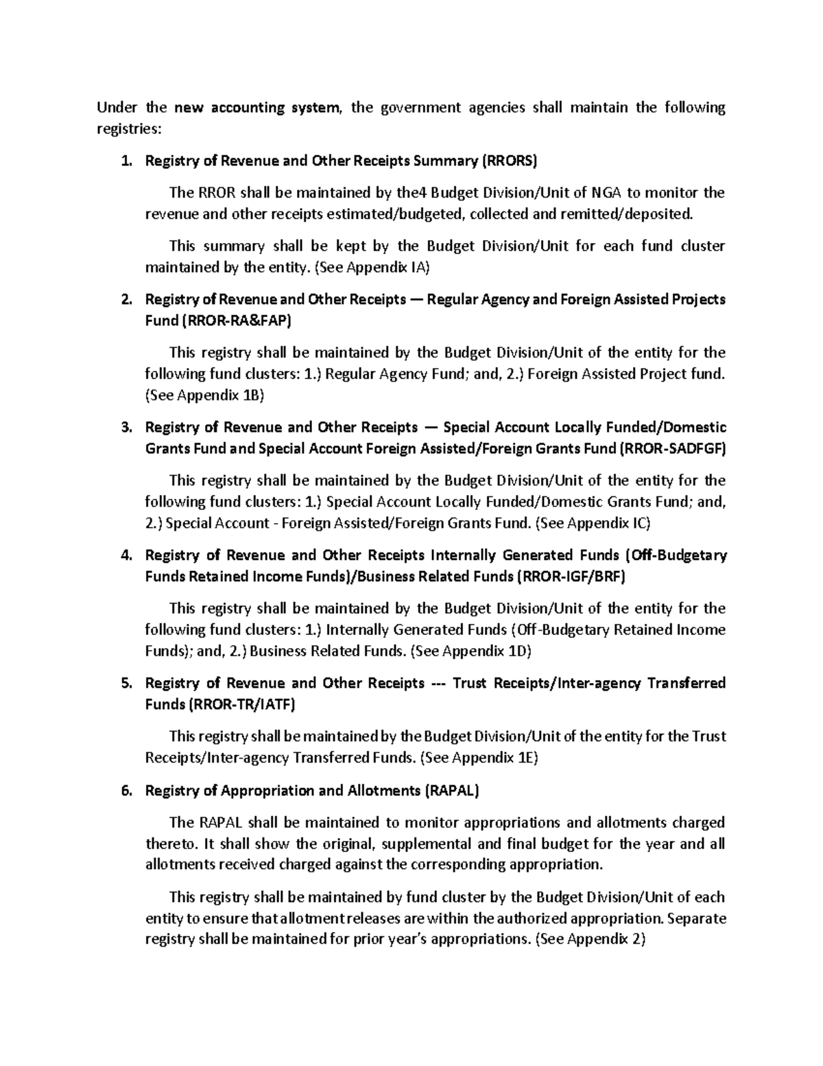 Gov Acc 7 - Notes - Under the new accounting system , the government ...