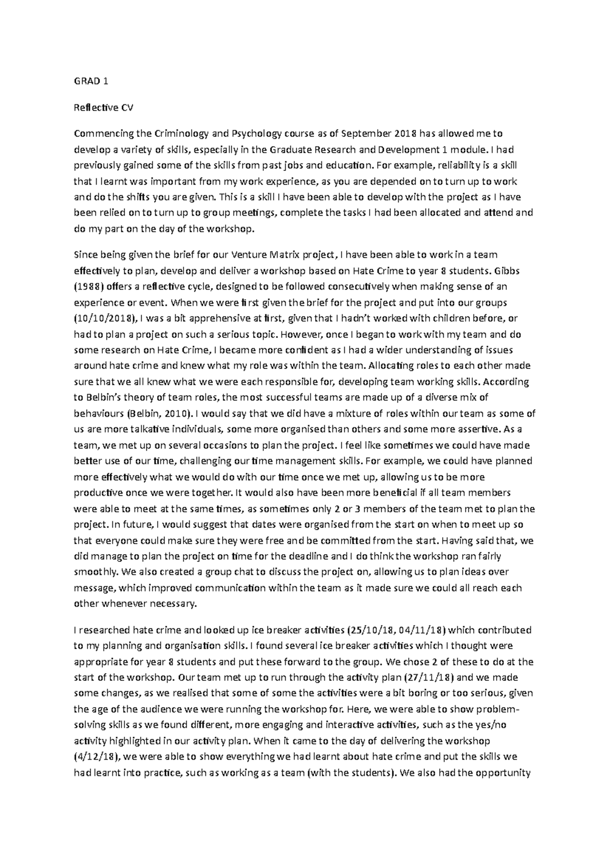 GRAD 1 - Reflective CV using Gibbs and other theory to reflect - GRAD 1 ...