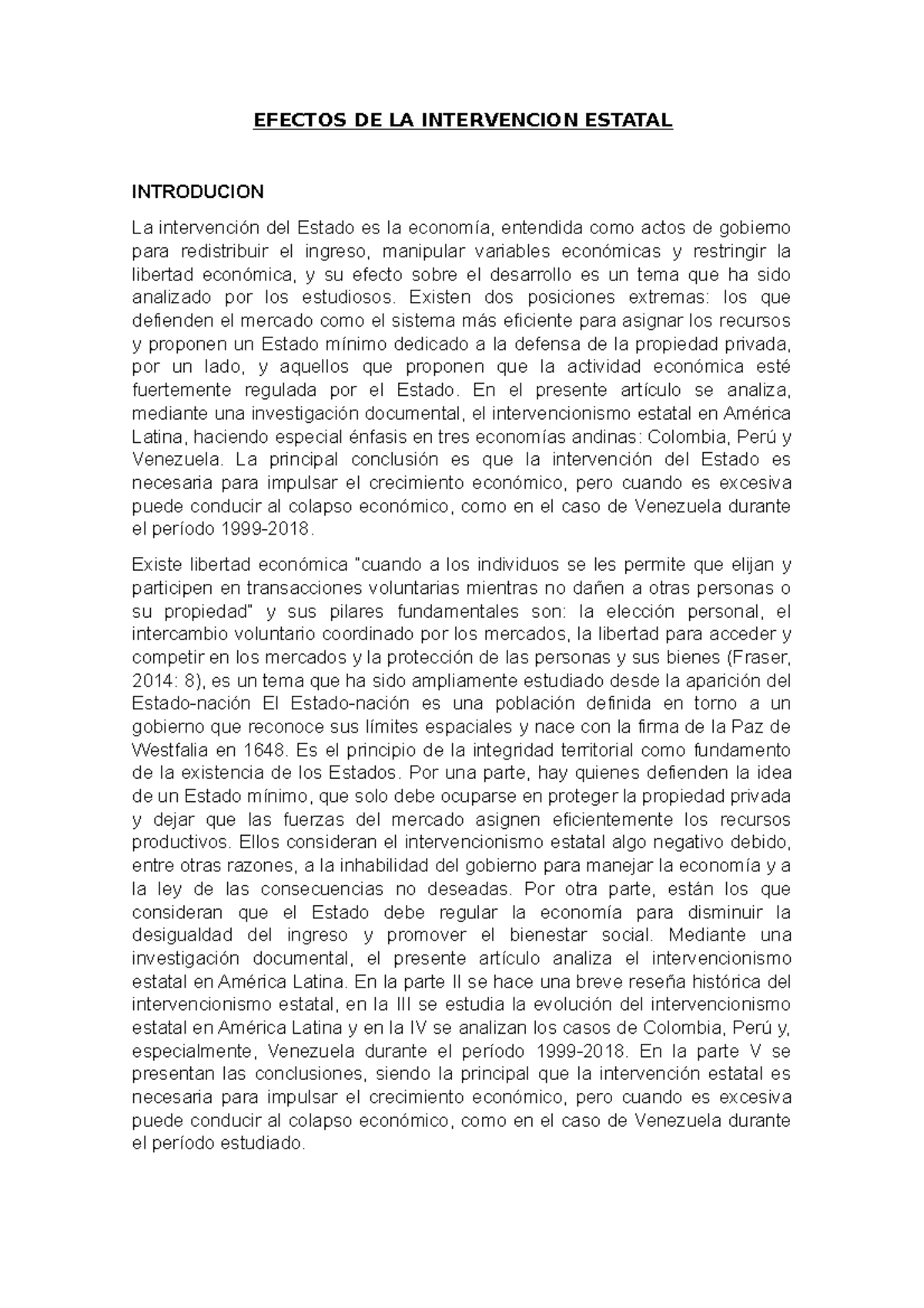 Efectos DE LA Intervencion Estatal - EFECTOS DE LA INTERVENCION ESTATAL ...