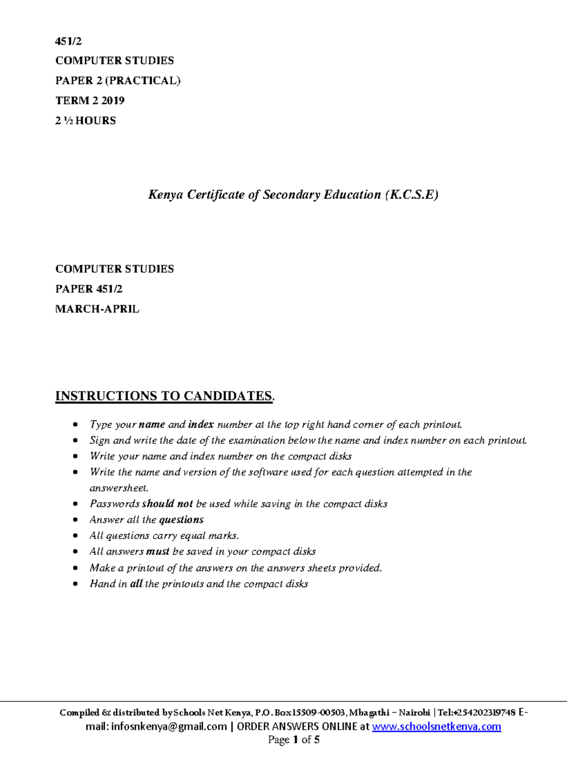 Computer paper 2 - good - Compiled & distributed by Schools Net Kenya ...