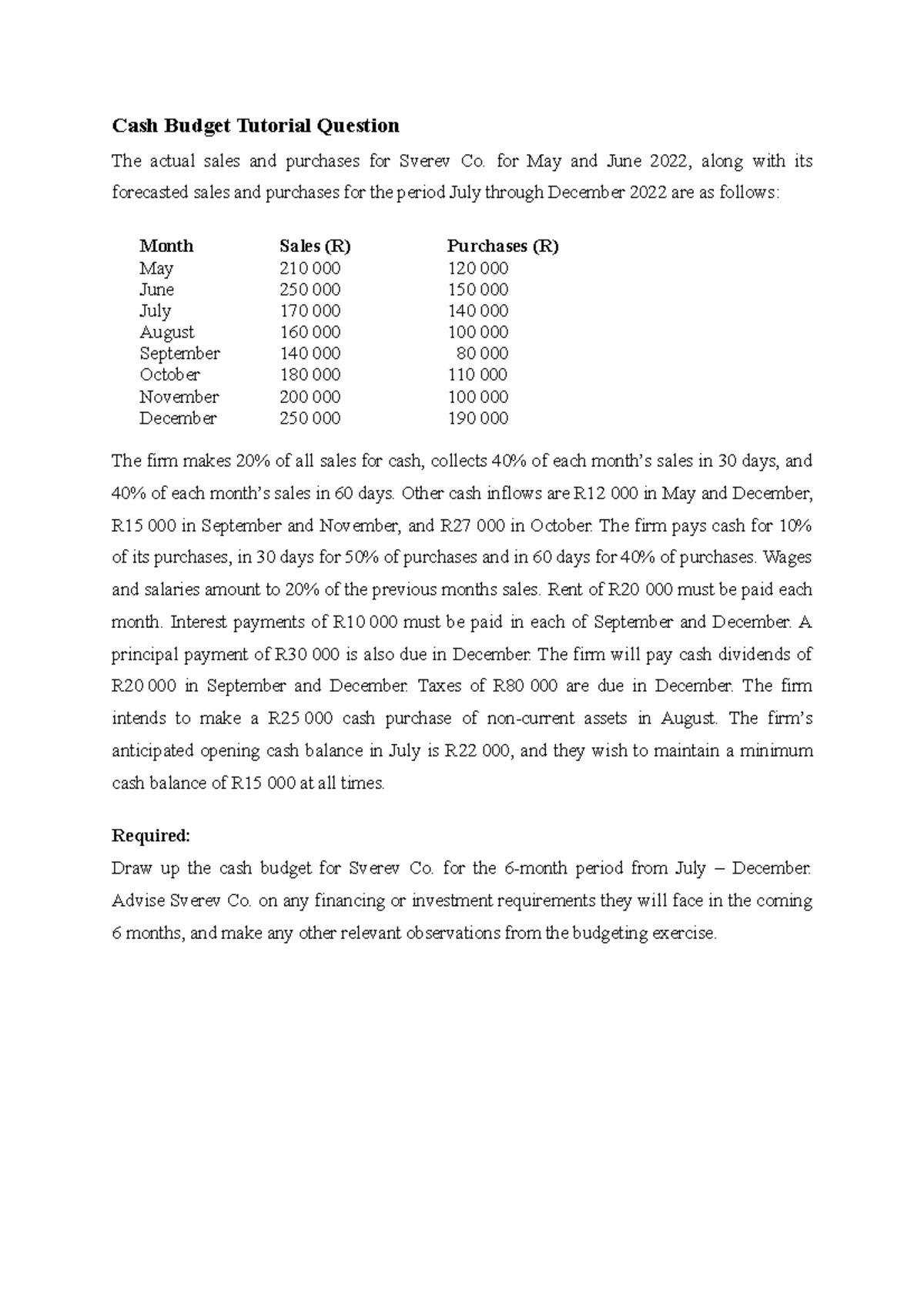 Cash Budgeting Tutorial question tgfggrgh - Cash Budget Tutorial ...