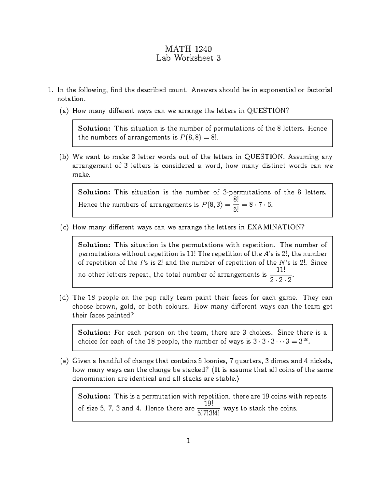 Worksheet 3solutions - MATH 1240 Lab Worksheet 3 In the following, find ...