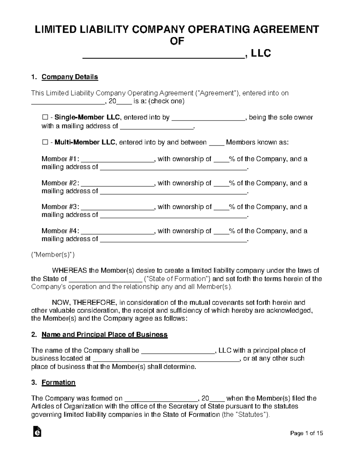 Llc operating agreement template - LIMITED LIABILITY COMPANY OPERATING ...