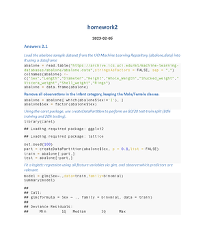 Homework 5 Solutions - Homework 5 Solutions CHAPTER- Question 1 This problem involves the K ...