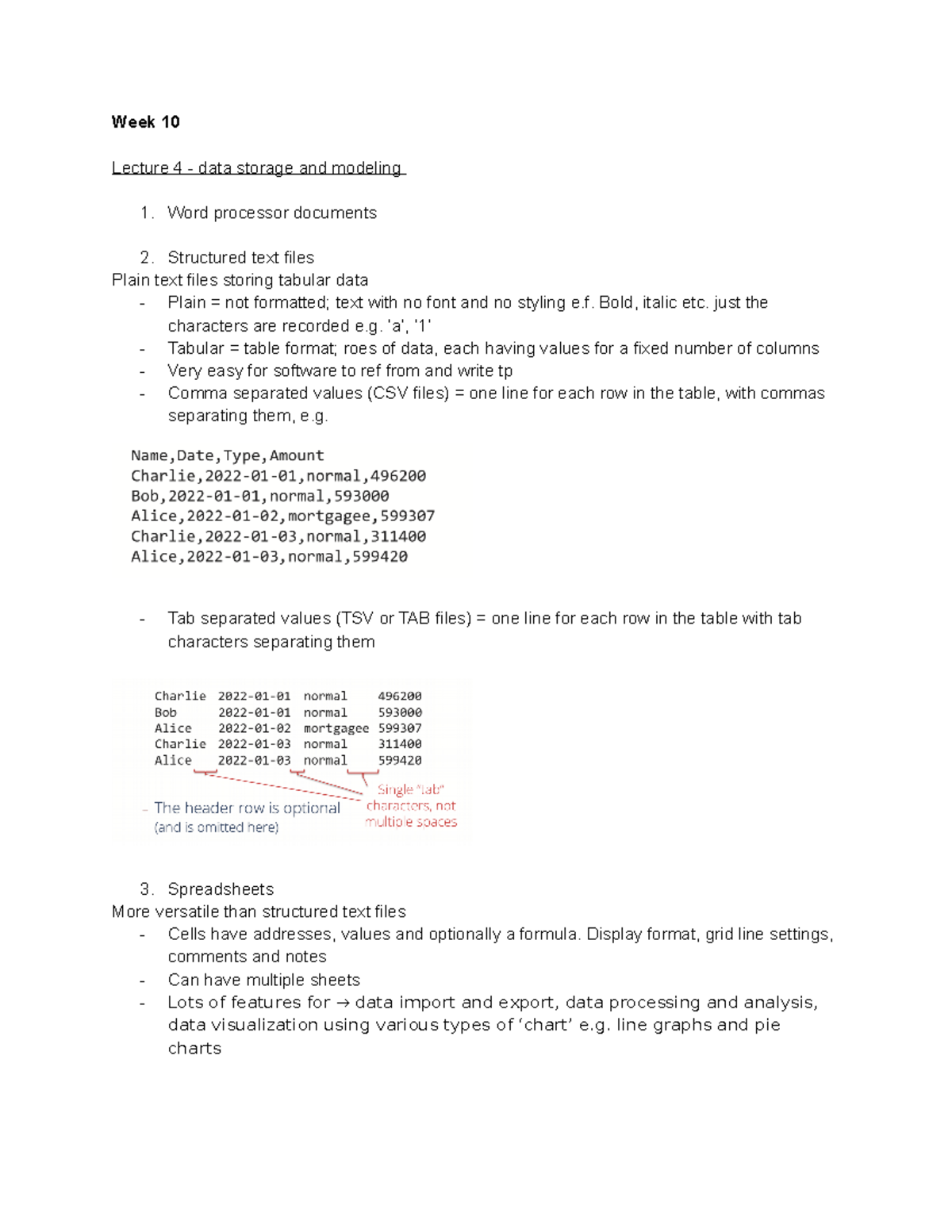 Week 10 - notes - Week 10 Lecture 4 - data storage and modeling Word ...