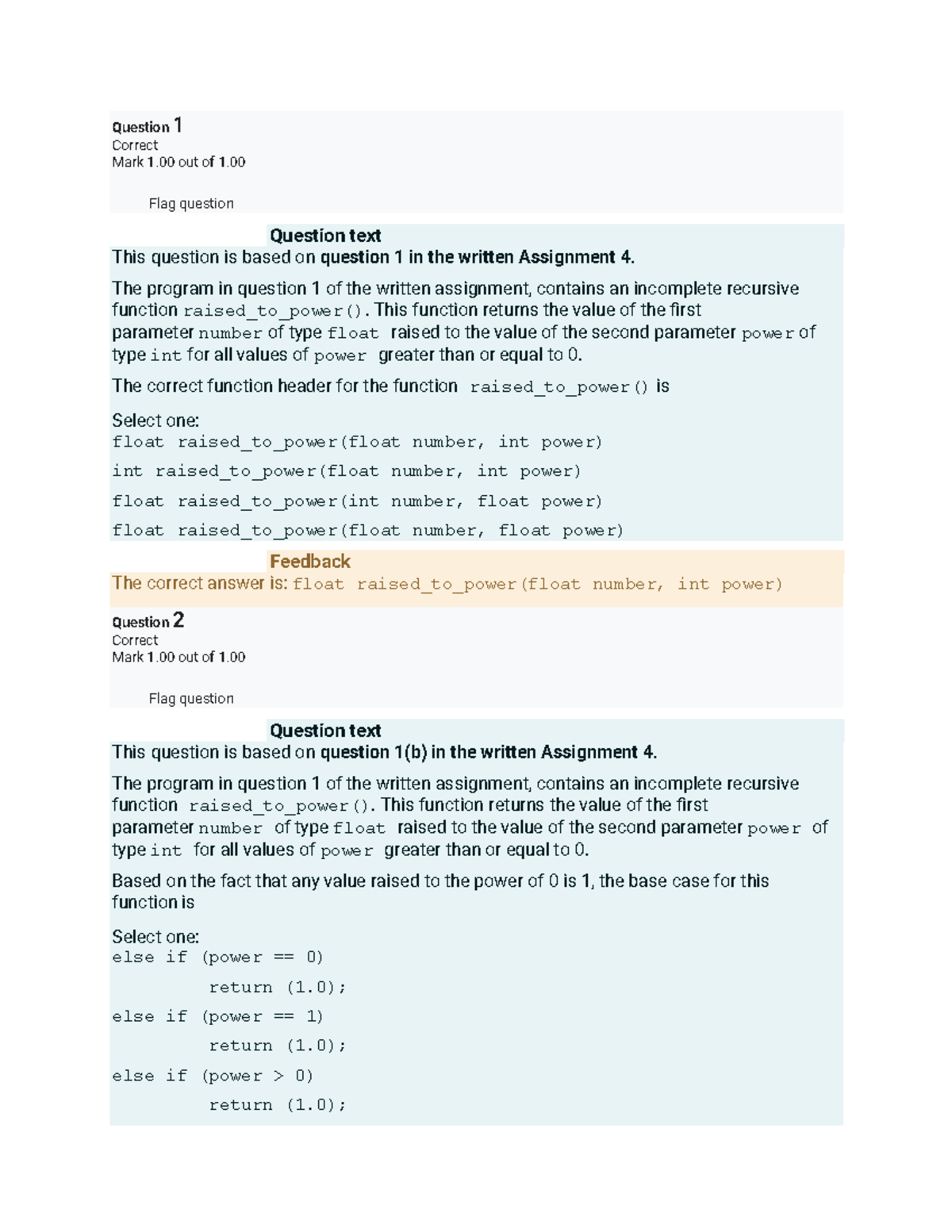 COS1512 Ansswers - ANSWERS - Question 1 Correct Mark 1 out of 1. Flag question Question text ...