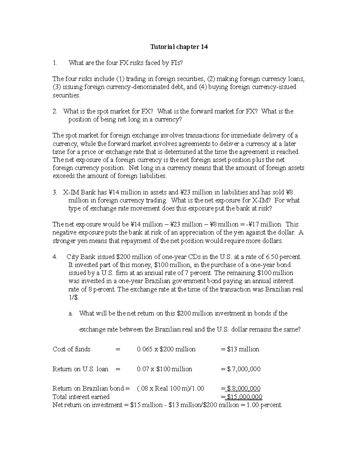 Tutorial chapter 14 ans - Tutorial chapter 14 What are the four FX ...