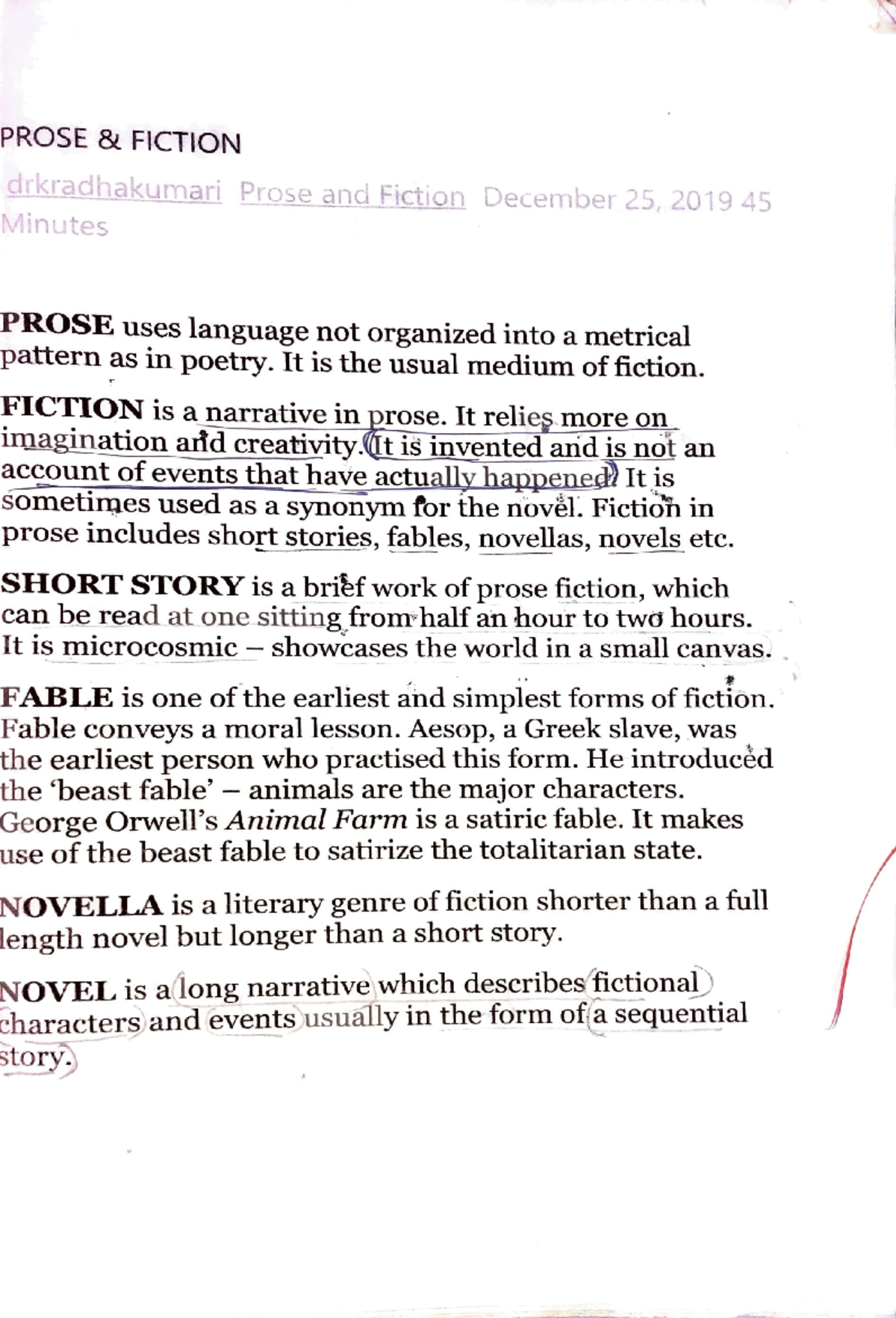 Prose and fiction radhakumari notes - PROSE & FICTION d kradhakurnari ...