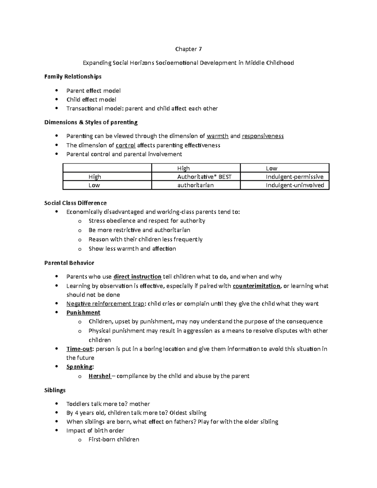 PSY 369 - Chpater 7 Notes - Chapter 7 Expanding Social Horizons ...