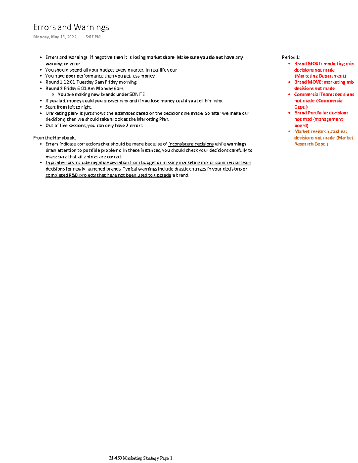 Errors and Warnings - Make sure you do not have any warning or error ...