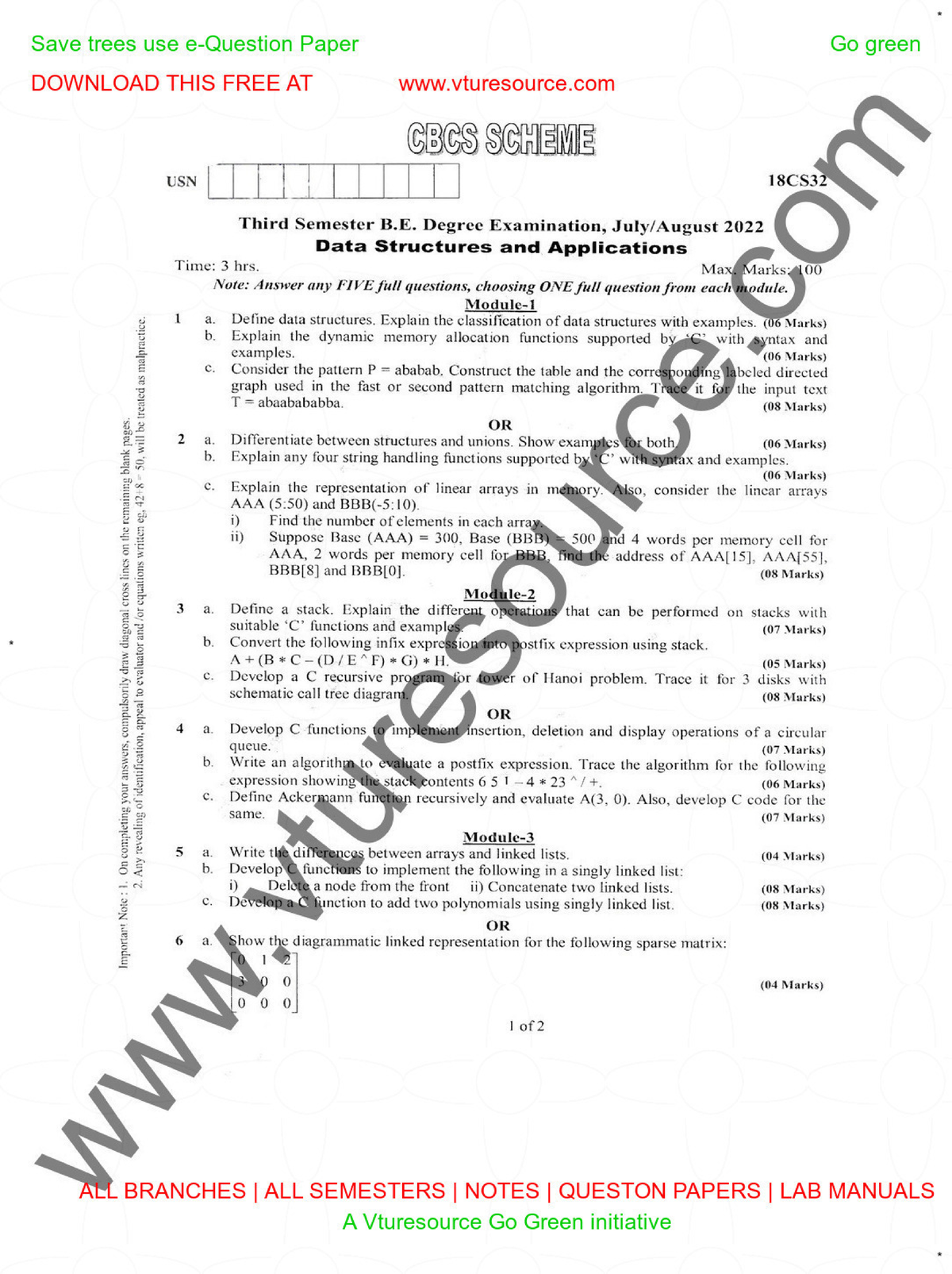 Aug-2022 - question paper of 2022 - Computer Science & Engineering - Studocu