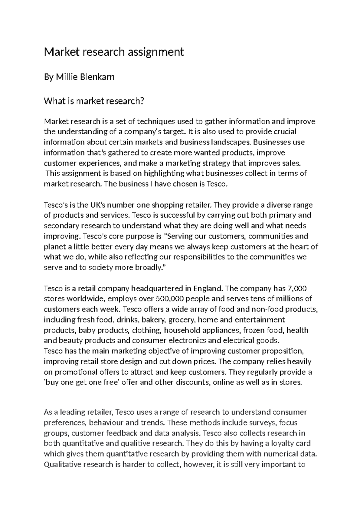 Market research assignment - It is also used to provide crucial ...