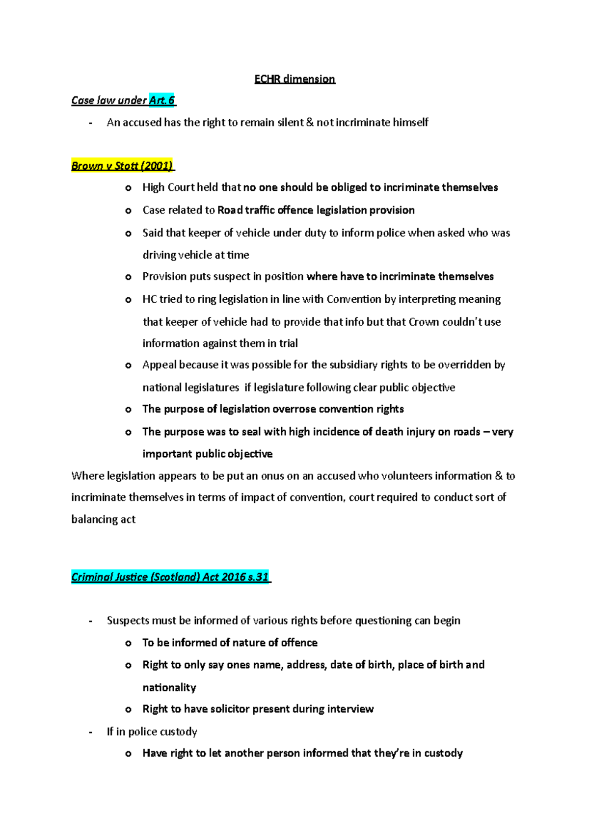 ECHR dimension in confessions - ECHR dimension Case law under Art. - An ...