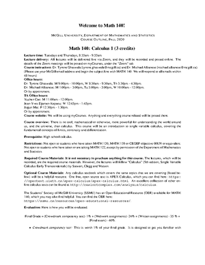 Math 223 Course Outline - McGill University. Department of Mathematics ...
