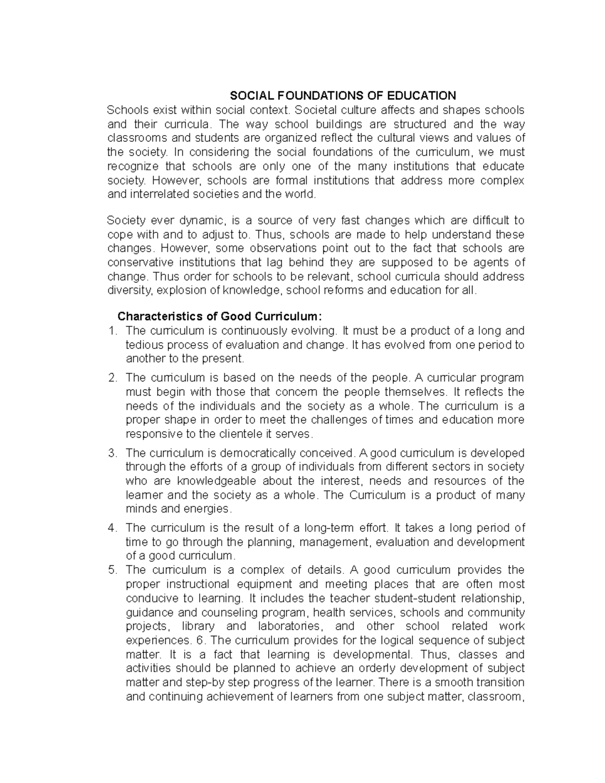 Social Foundations of Education - SOCIAL FOUNDATIONS OF EDUCATION ...