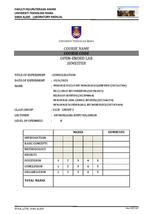 LAB 5 permeability test lab report - UNIVERSITI TEKNOLOGI MARA SHAH ...