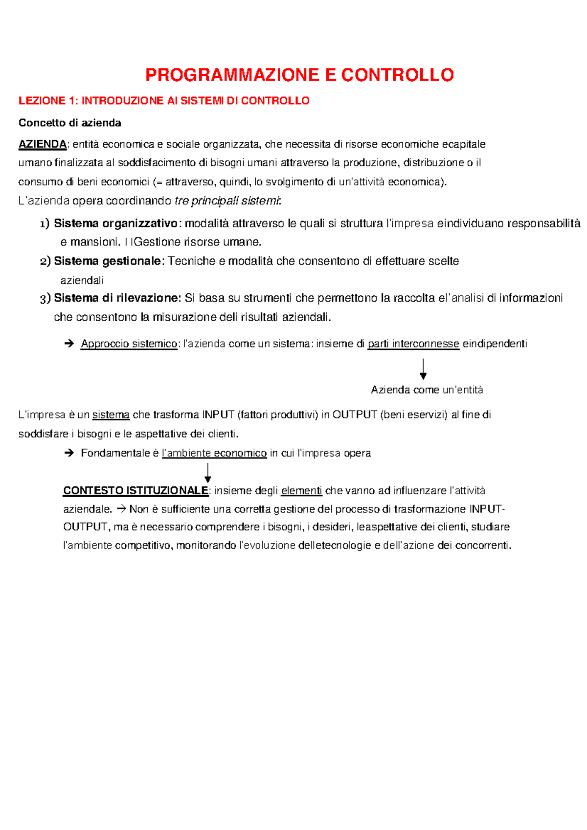Controllo rebe - PROGRAMMAZIONE E CONTROLLO LEZIONE 1: INTRODUZIONE AI ...
