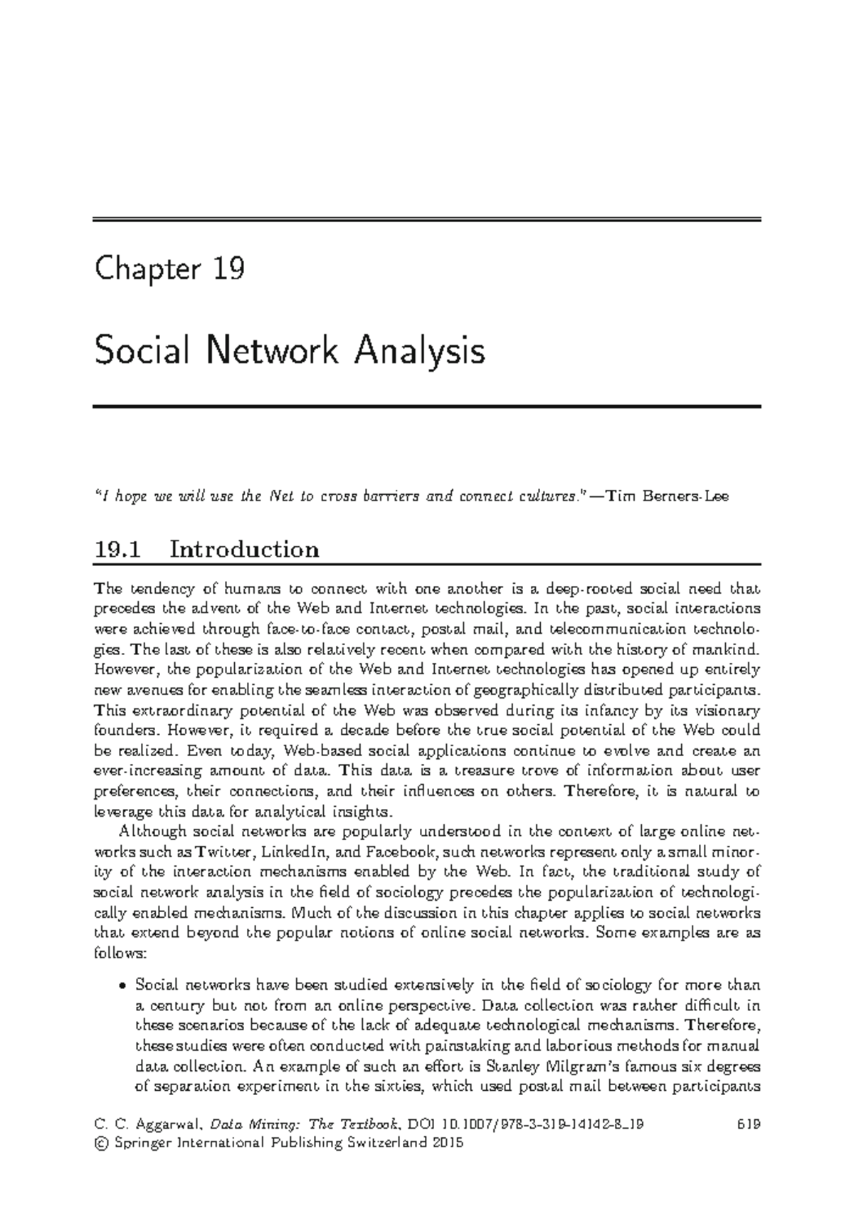 Data Mining The Textbook Chapter 19 Chapter 19 Social Network 4935