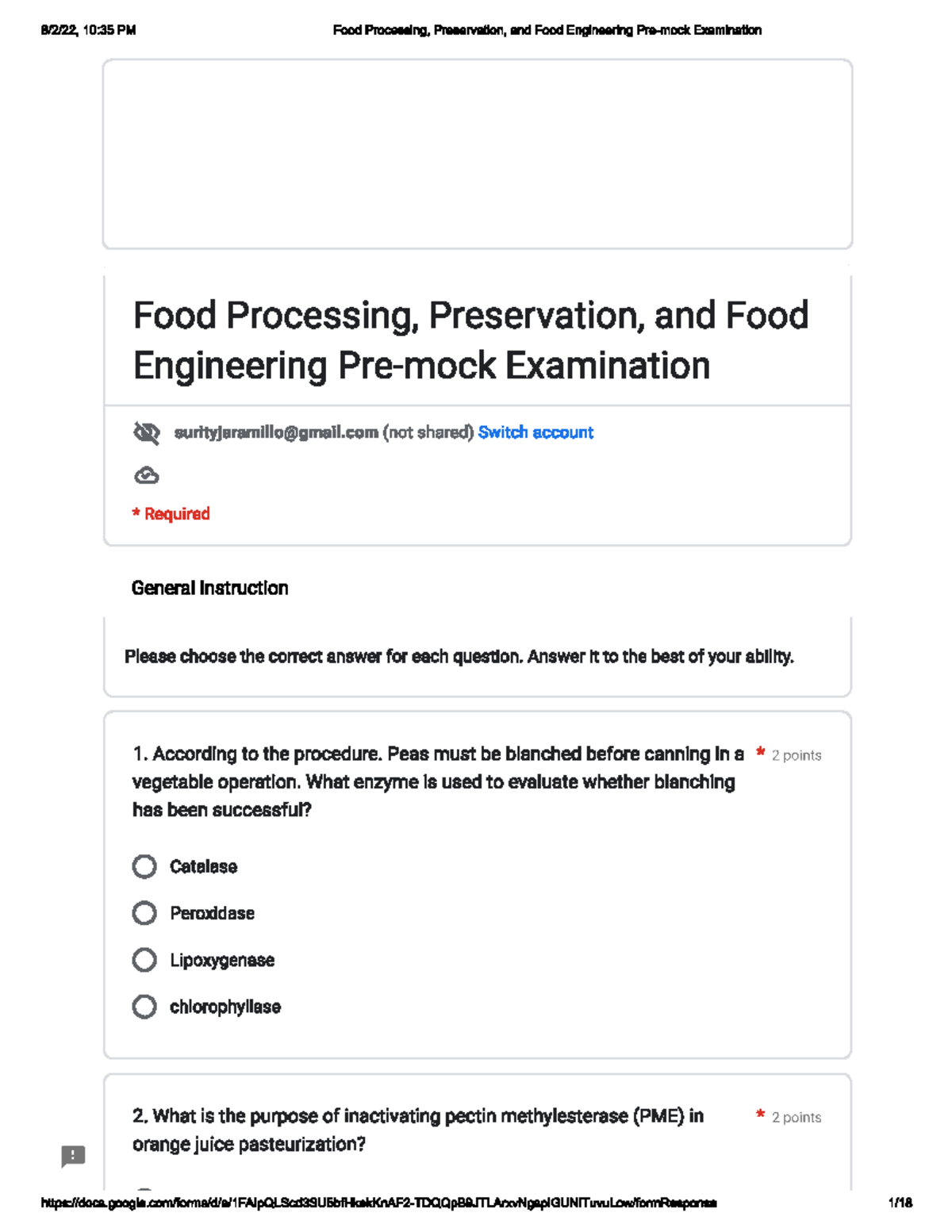 Food Processing, Preservation, and Food Engineering Pre-mock ...