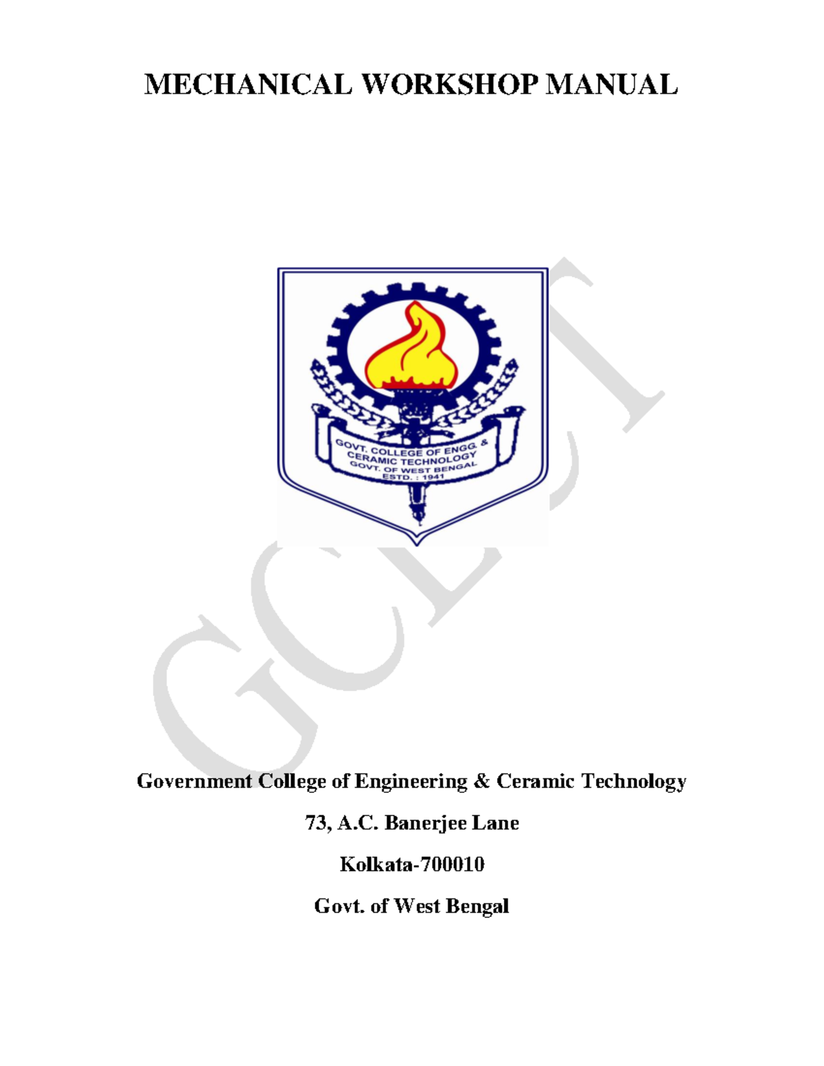 Engineering-Workshop-manual - MECHANICAL WORKSHOP MANUAL Government College of Engineering ...