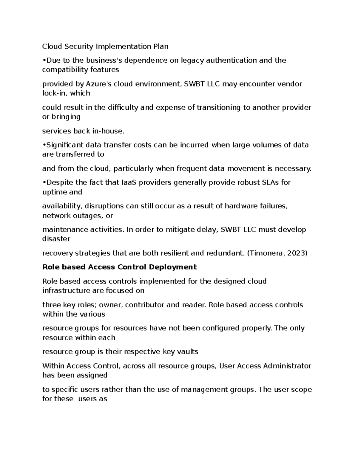 New Microsoft Word Document - Cloud Security Implementation Plan •Due ...