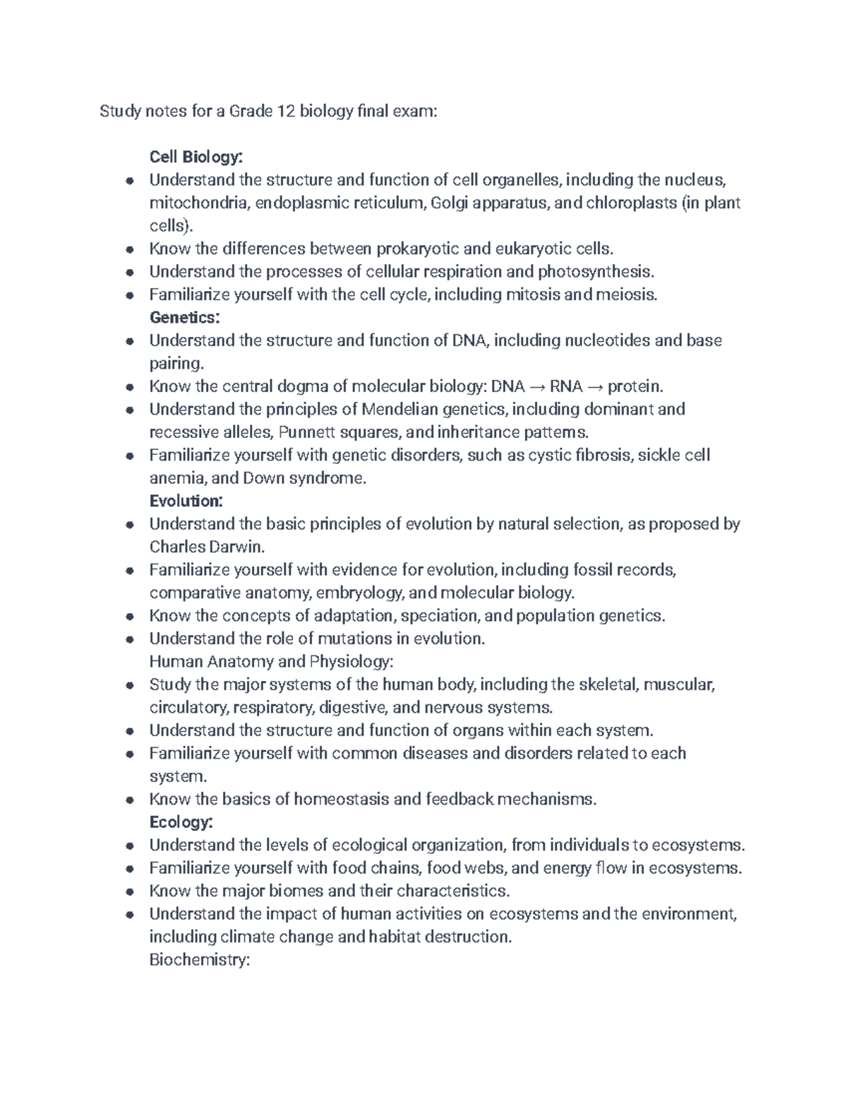 Study notes for a Grade 12 biology final exam - Know the differences ...