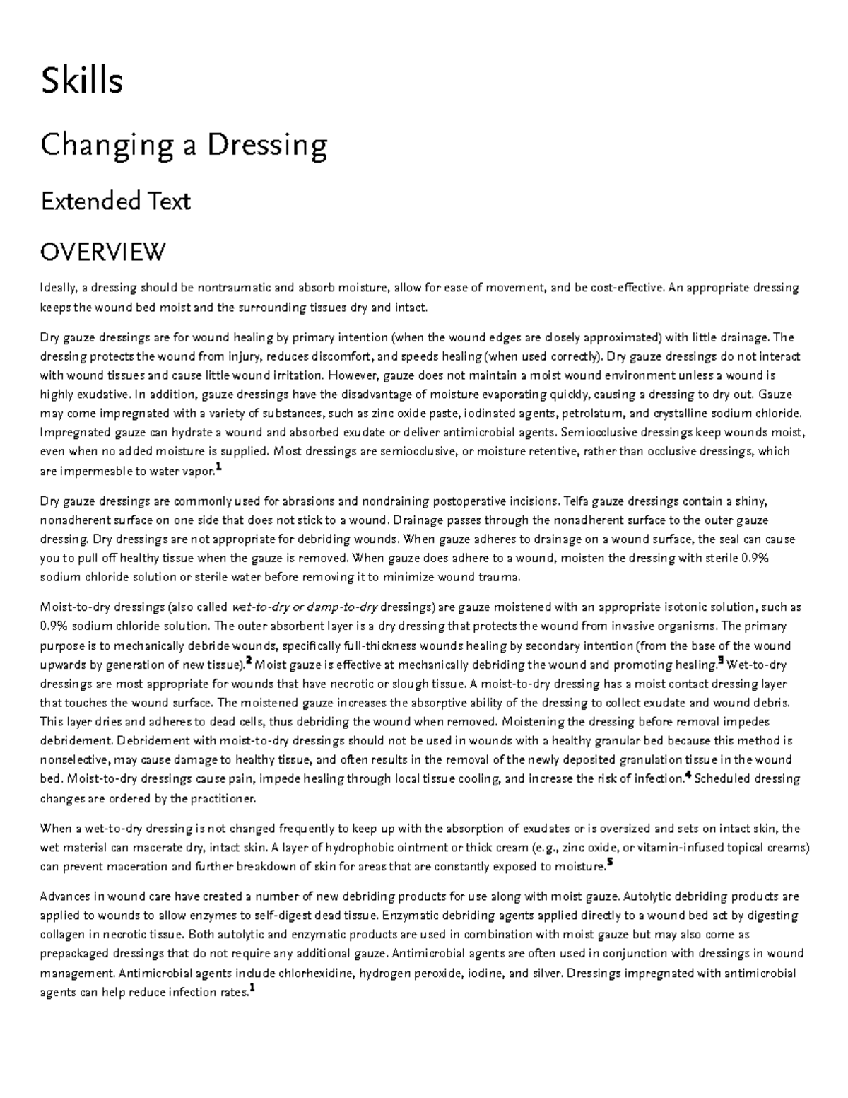 Changing a Dressing - Extended - Skills Changing a Dressing Extended ...