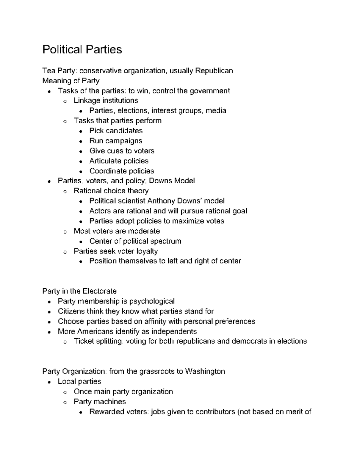 Political Parties Notes - Political Parties Tea Party: conservative ...