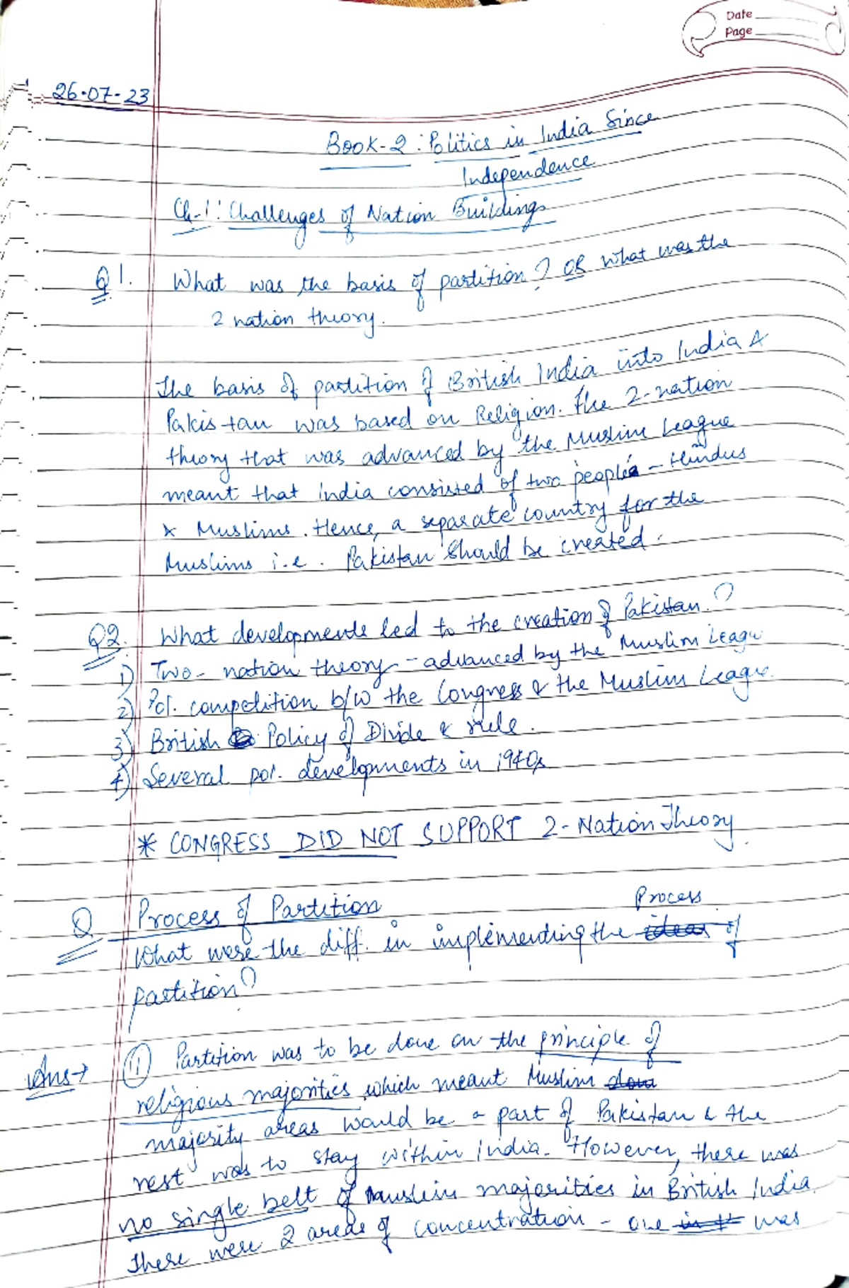 BOOK 1 Class XII Political Science Notes - classmate Date Page 06.04 ...