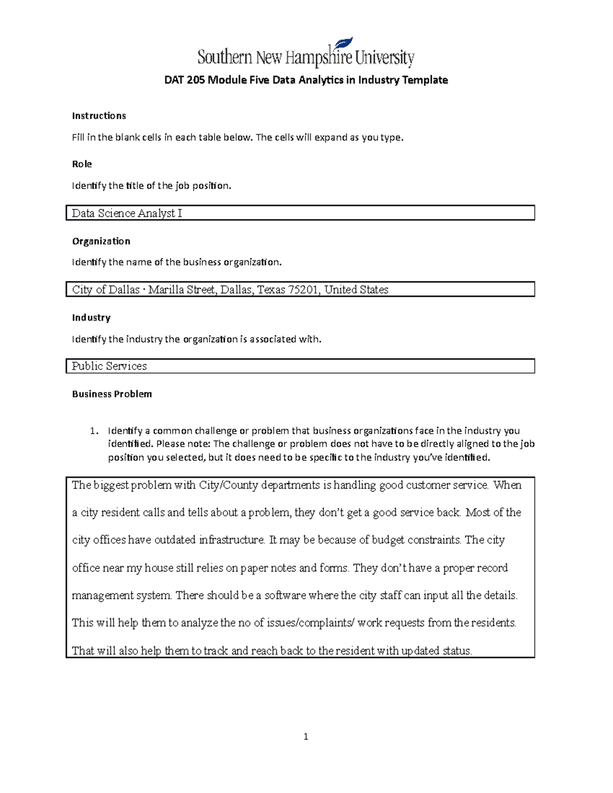 DAT 205 Module Five Data Analytics in Industry BJ - The cells will ...