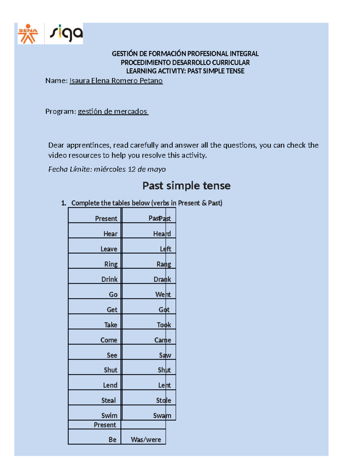 Learning Activity PAST Simple Tense (1)-convertido - GESTIÓN DE ...