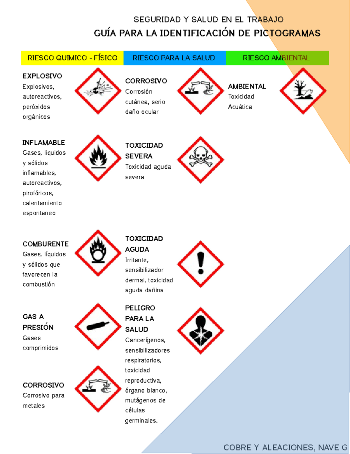 GUIA DE Pictogramas subir - COBRE Y ALEACIONES, NAVE G RIESGO QUIMICO ...