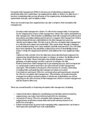 Intro to enterprise risk management - Enterprise Risk Management (ERM ...