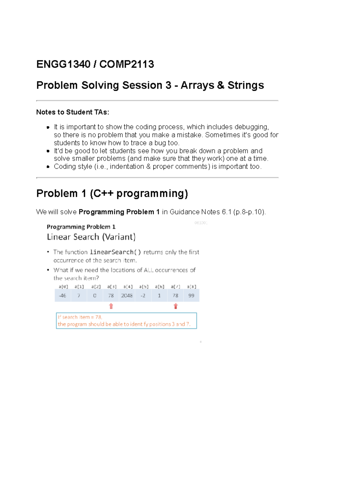 Problem-solving-M6 - Tutorial Practice Quesitons - ENGG1340 / COMP ...
