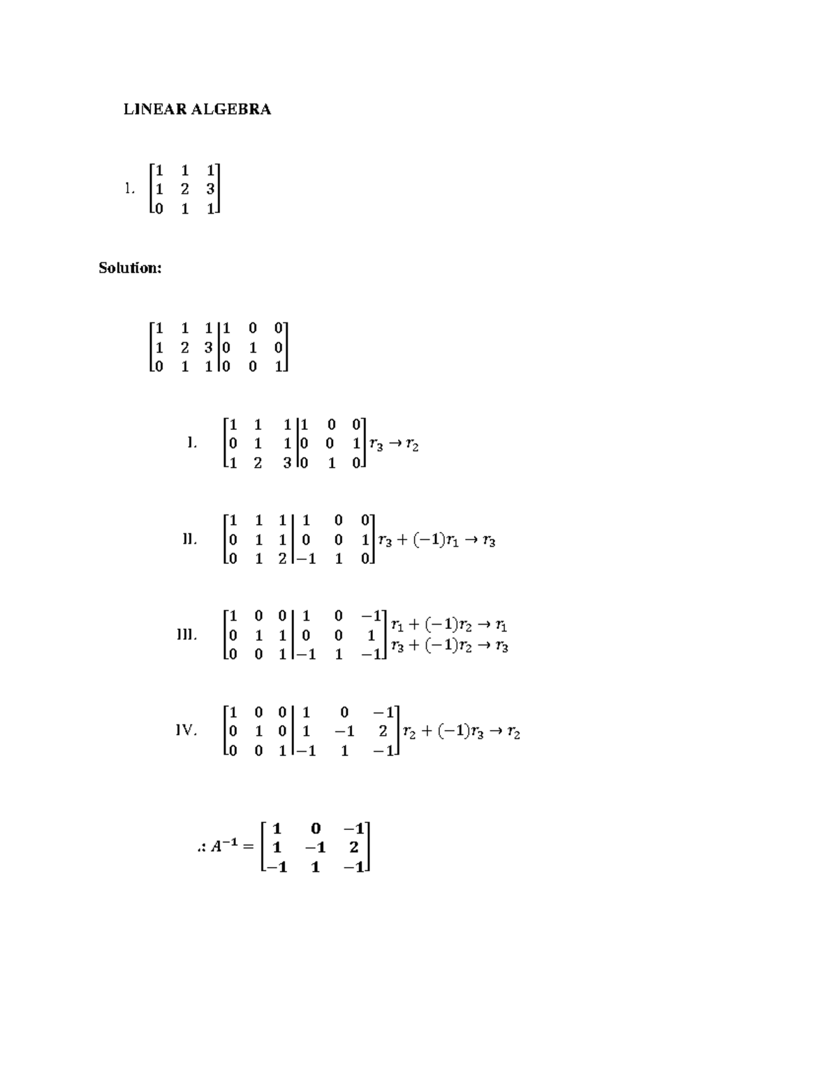 4 Linear Algebra Problem and Solution - LINEAR ALGEBRA ] Solution ...