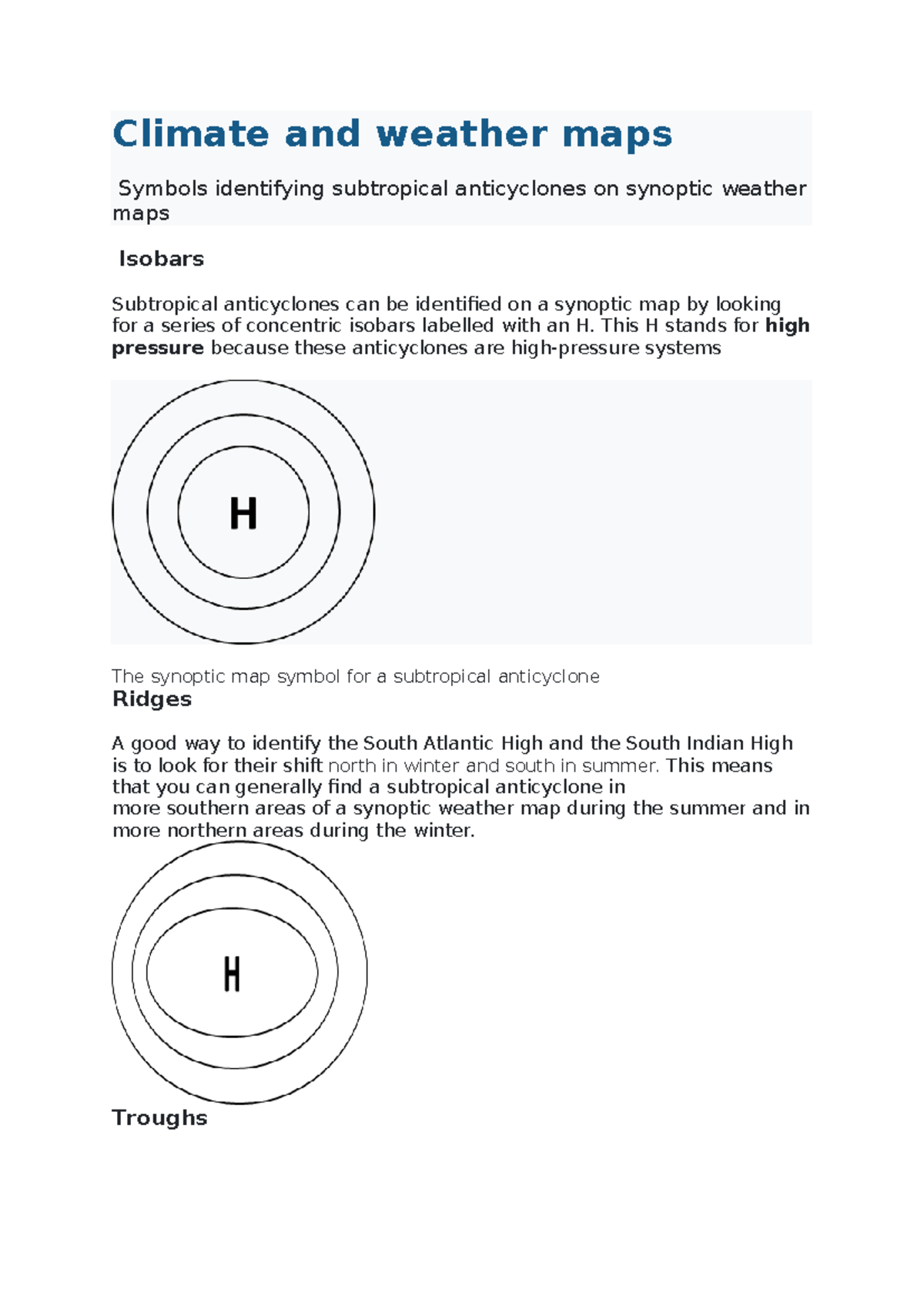 Climate and weather maps - Climate and weather maps Symbols identifying ...